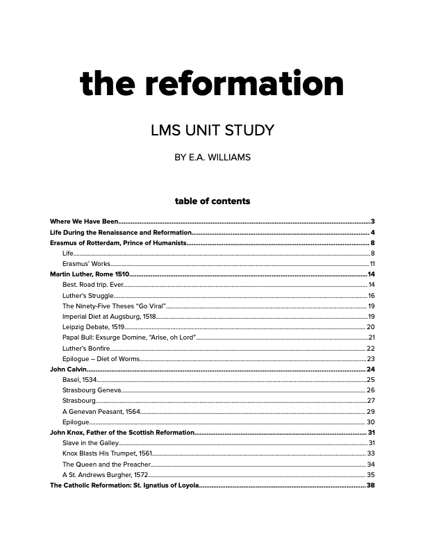 The Reformation: LMS Unit Study Packet | The Den bookstore
